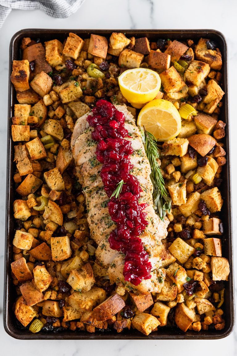 Sheet Pan Garlic Butter Turkey Breast and Fresh Herb Stuffing - No. 2 ...